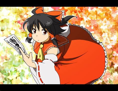 Mo Wkmdw Hakurei Reimu Touhou 1girl Ascot Between Fingers Black