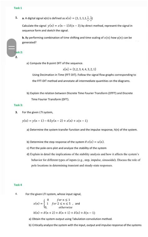 solved task 1a ﻿a digital signal x n ﻿is defined as