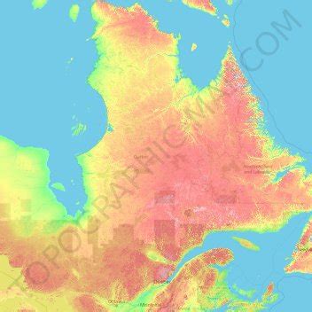 Quebec Topographic Map Elevation Terrain