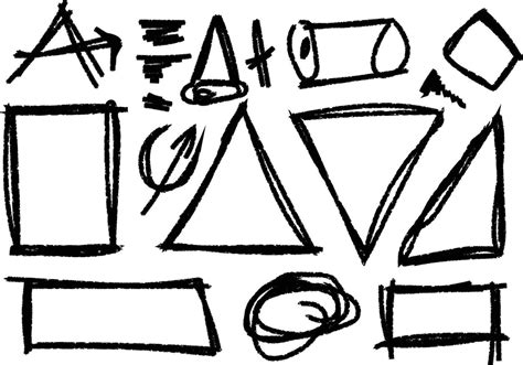 A Variety Of Rough Hand Drawn Geometric Shapes Including Triangles