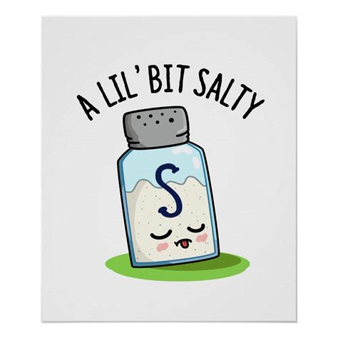 A Lil Bit Salty Funny Salt Shaker Pun Poster Zazzle Puns Cute Puns