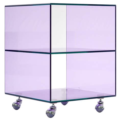 Roly Mini Lilac Glass Trolley Side Table For Sale At 1stdibs