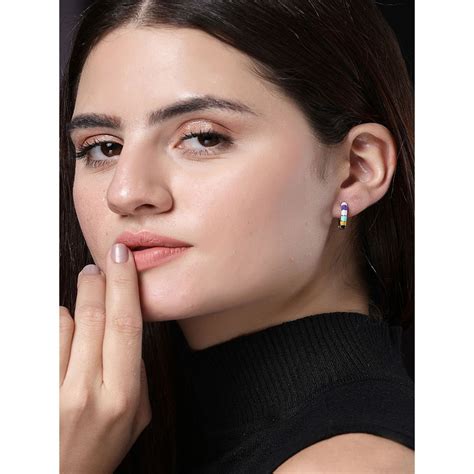Buy Panash 925 Sterling Silver Rhodium Plated Multi Color Hoop
