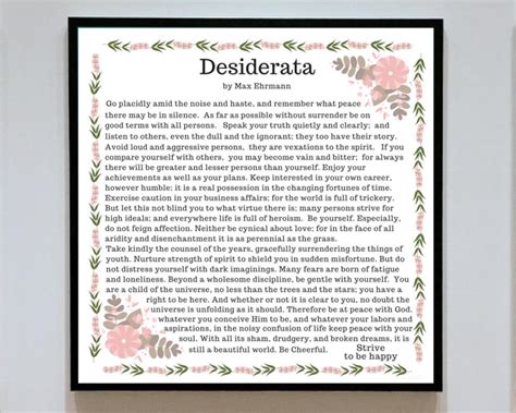 Desiderata Full Text Desiderata Full Poem Desiderata Poster Etsy