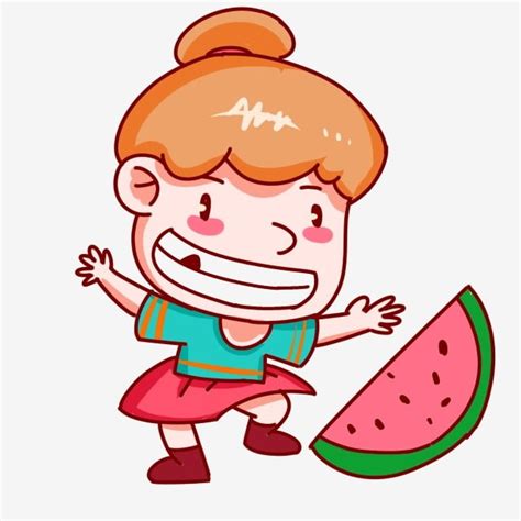 Happy Watermelon Clipart Hd Png Watermelon Girl Happy Hand Drawn