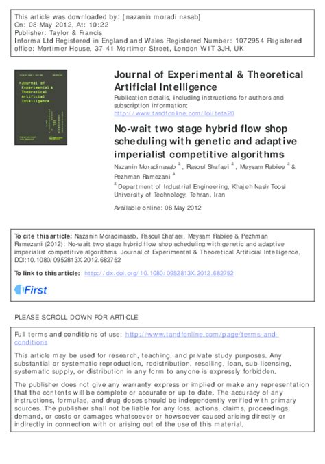 pdf no wait two stage hybrid flow shop scheduling with genetic and