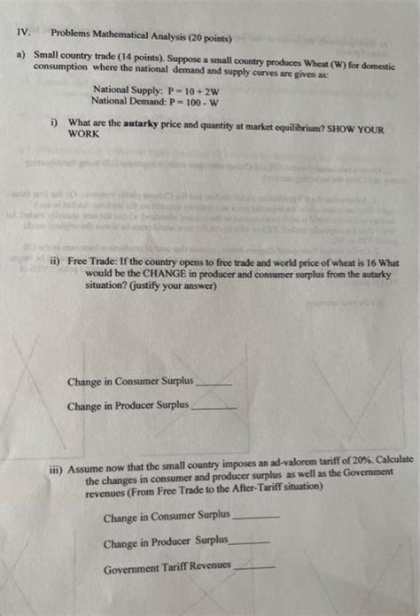 Solved Iv Problems Mathematical Analysis 20 Points A