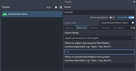 adding files of types godot doesn t recognize to the export build