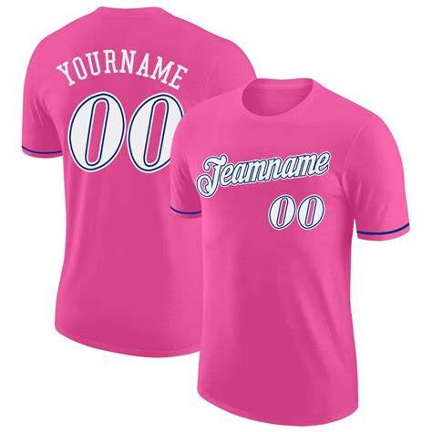 Custom Pink White Royal T Shirt