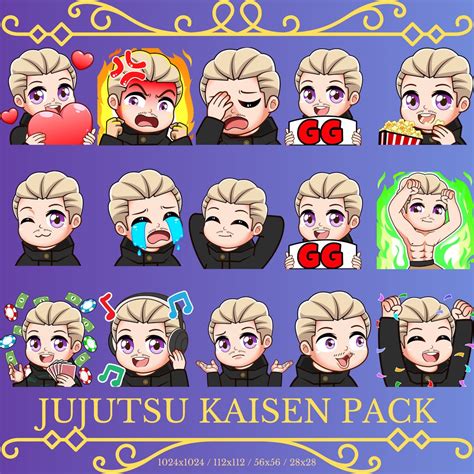Jujutsu Kaisen Hakari 15 Pack Manga Anime Emote Twitch Discord
