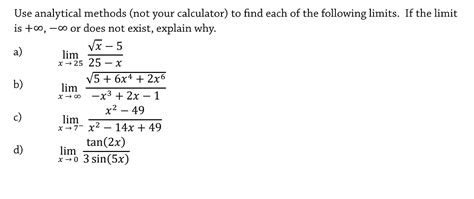 Solved Use Analytical Methods Not Your Calculator To Find Chegg