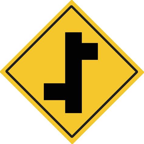 T Junction Left And Right Intersection Sign Traffic Warning Signs Illustration 32189933