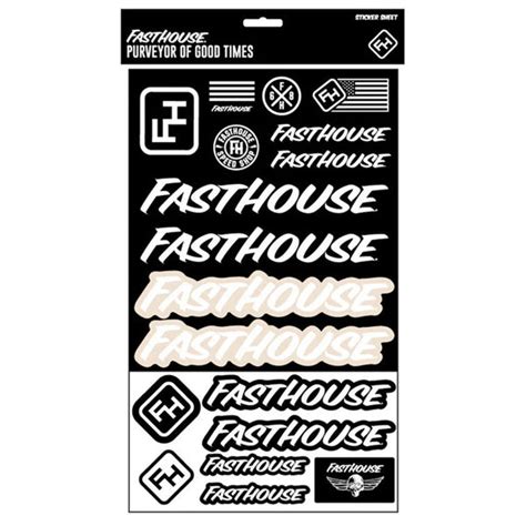 Fasthouse Black White Sticker Sheet Ama Warehouse