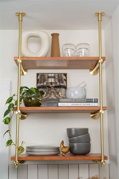 Modular Brass French Bistro Shelving Unit Glass And Wood Shelving