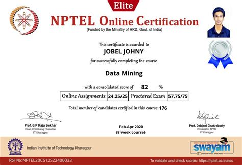 Jobel Johny On Linkedin Nptel Datamining Certificate