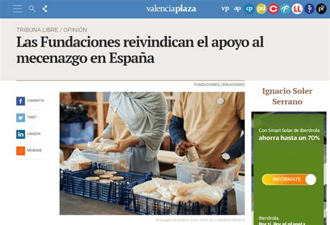 Artículo De Ignacio Soler En Valencia Plaza Por El Día Europeo De Fundaciones Y Donantes