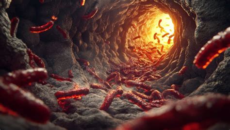 D Medical Illustration Depicting Bacteria Infecting Cells Under