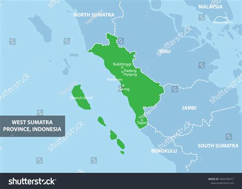 West Sumatra Province Map Indonesia Country Stock Vector Royalty Free