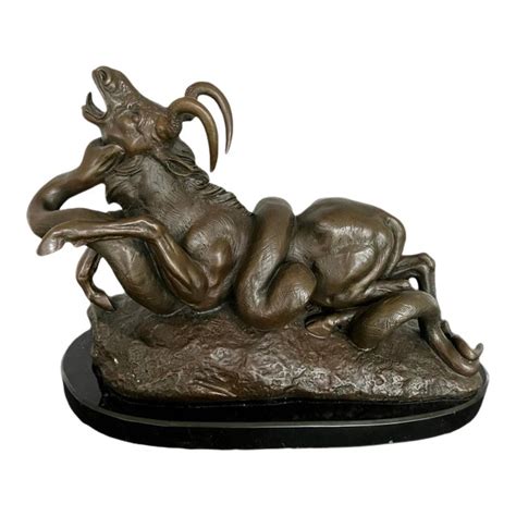Bronze Python Killing Gnu Sculpture After Antoine Louis Barye Chairish