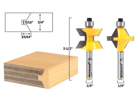 Yonico Small 2 Bit Tongue And Groove Edge Banding Router Bit Set 14