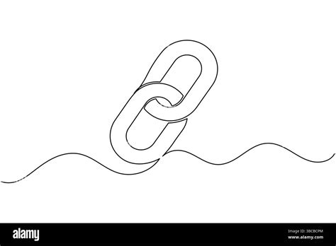 Chain Link Icon Continuous One Line Drawing Isolate Outline Vector Illustration Stock Vector