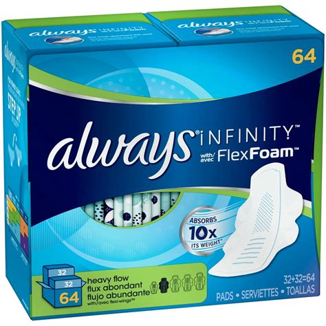 Always Infinity With Flex Foam Heavy Flow Pads Sanitary Napkins 64
