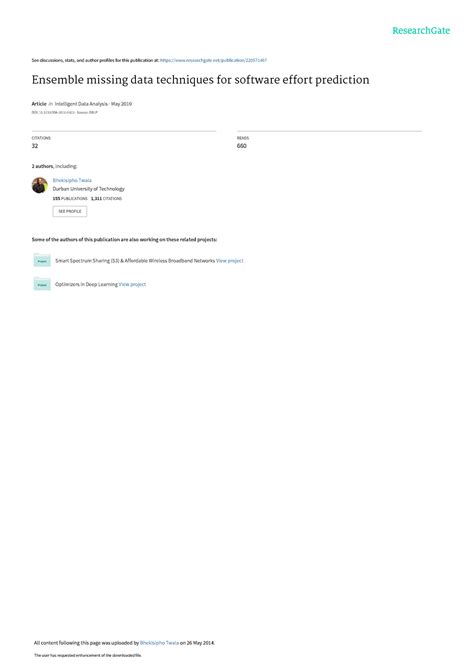 Ensemble Missing Data Techniques For Software Effo See Discussions