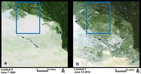 Landsat Images Acquired In 1984 A And Again In 2012 B Show In Green