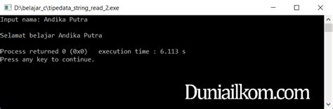 Tutorial Belajar C Part Cara Membaca String Dengan Scanf Dan Gets Duniailkom