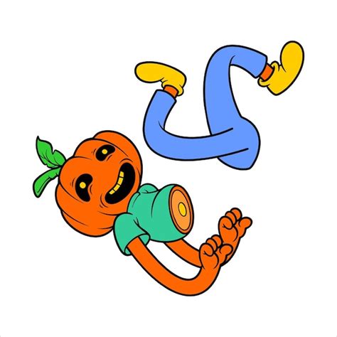 Premium Vector Halloween Character Pumpkin Split In Half
