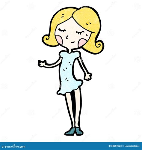 Blondes Mädchen Der Karikatur Recht Vektor Abbildung Illustration Von