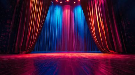 Premium Photo Theater Curtain And Stage With Dramatic Lighting
