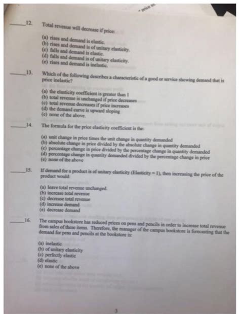 Solved 12 Total Revenue Will Decrease If Price A Rises