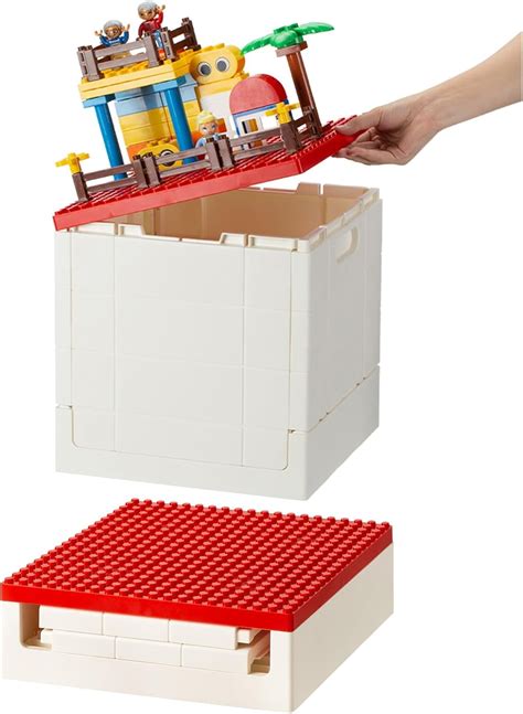 Folding Storage Box With Building Lid For Blocks 26 Qt Toy Container