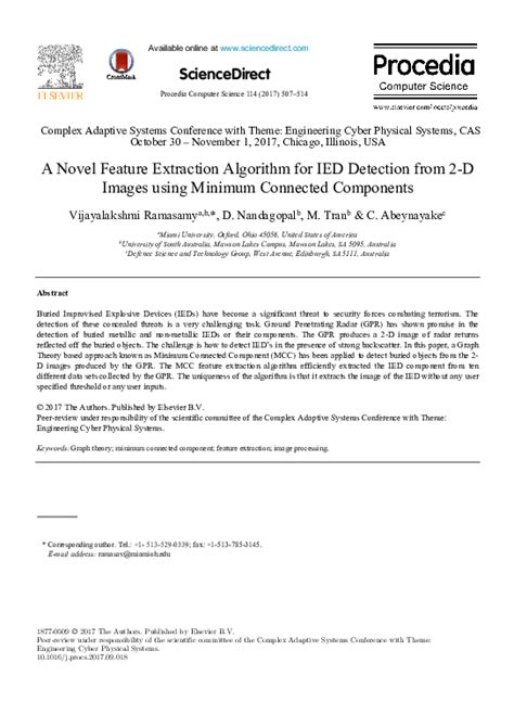 Pdf A Novel Feature Extraction Algorithm For Ied Detection From 2 D Images Using Minimum