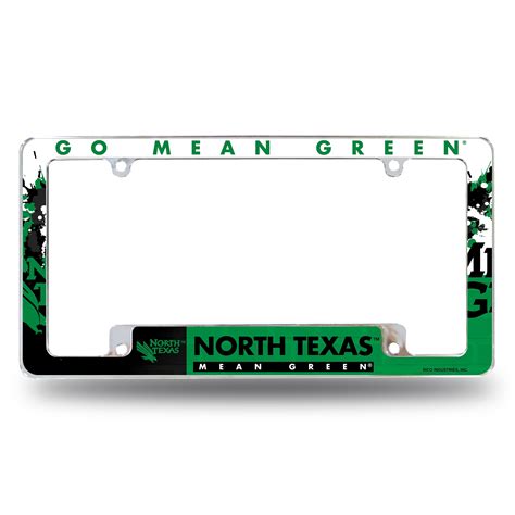 University Of North Texas Mean Green Metal License Plate Frame Tag