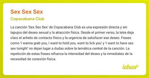 Significado De La Canción Sex Sex Sex Copacabana Club Letrascom Significado De La Canción Sex Sex Sex Copacabana Club Letrascom