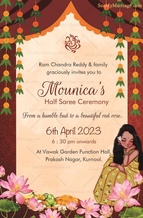 Half Saree Function Invitation Card Instant Edit And Download Artofit