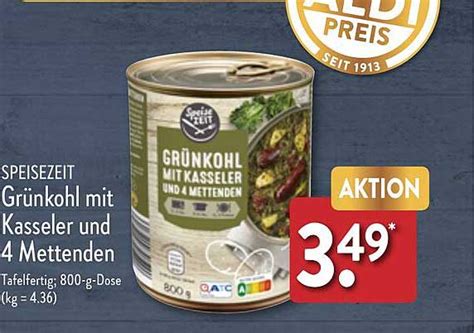 Speisezeit Grunkohl Mit Kasseler Unf 4 Mettenden Angebot Bei Aldi Nord 1prospektede