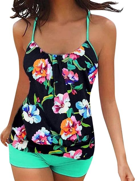 Milax Maillots De Bain Pour Femme Tankini Avec Short Gainant 2 Pièces