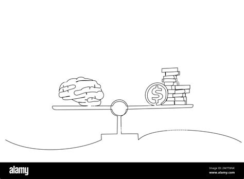 Cartoon Of Knowledge Value In Gold Coins Continuous Line Art Style