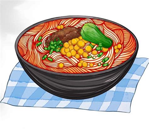 手绘重庆特色美食重庆小面元素插画