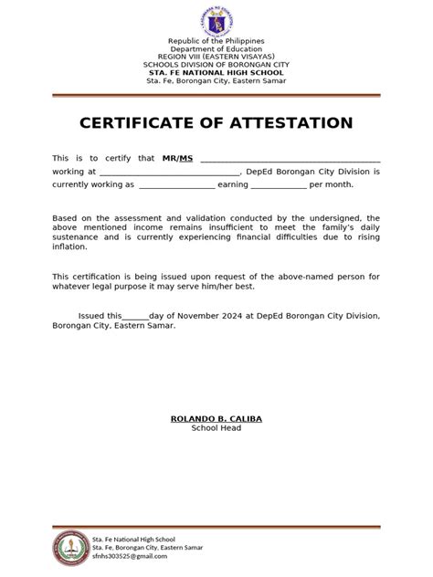 Certificate Of Attestation With School Name And Logo V1 Pdf
