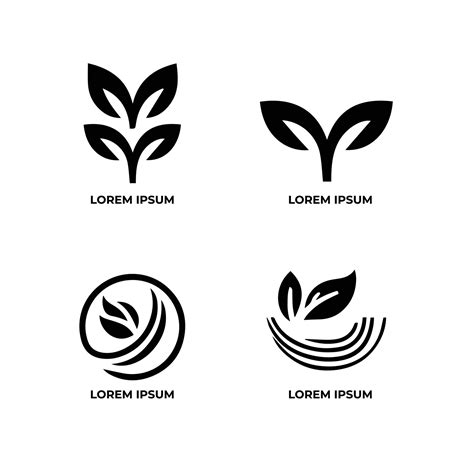 Leaves Logo Vector Set Isolated On White Background Various Shapes Of