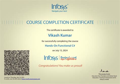 Vikash Kumar On Linkedin Certification Infosys Softwaredevelopment