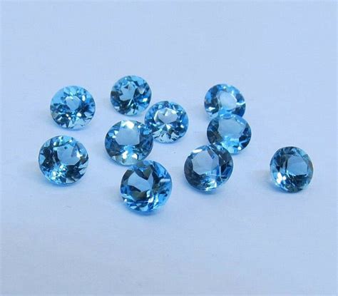 5x5mm 6x6mm 7x7mm 8x8mm 9x9mm Swiss Blue Topaz Round Faceted Cut