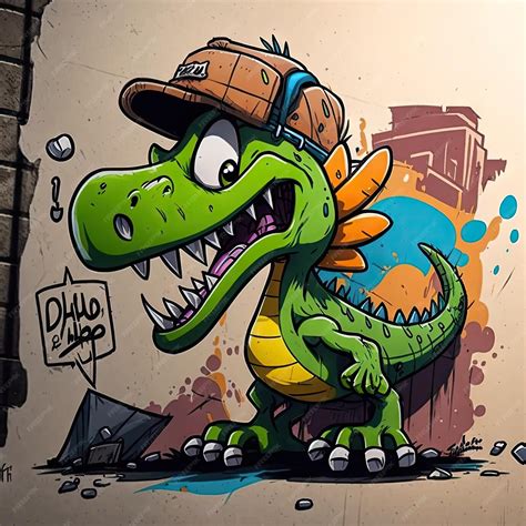 Premium Photo Goofy Dinosaur Cartoon Character Graffiti Style Marker Draw