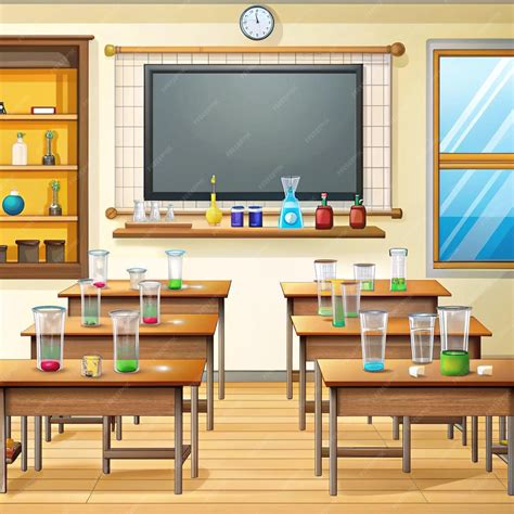 Empty Classroom Interior With Chalkboard Vector Illustration Cartoons