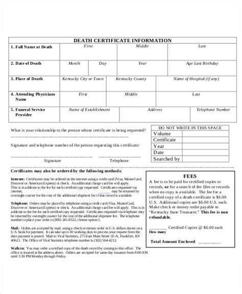 9 Death Certificate Template Free Sample Example Format Download