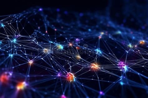 Cyber Big Data Concept Data Fields The Network Line Connects The Stream Stock Illustration